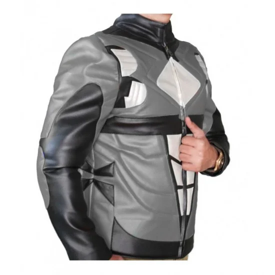 Power Ranger RPM Motorcycle Grey Look Leather Jacket - RPM